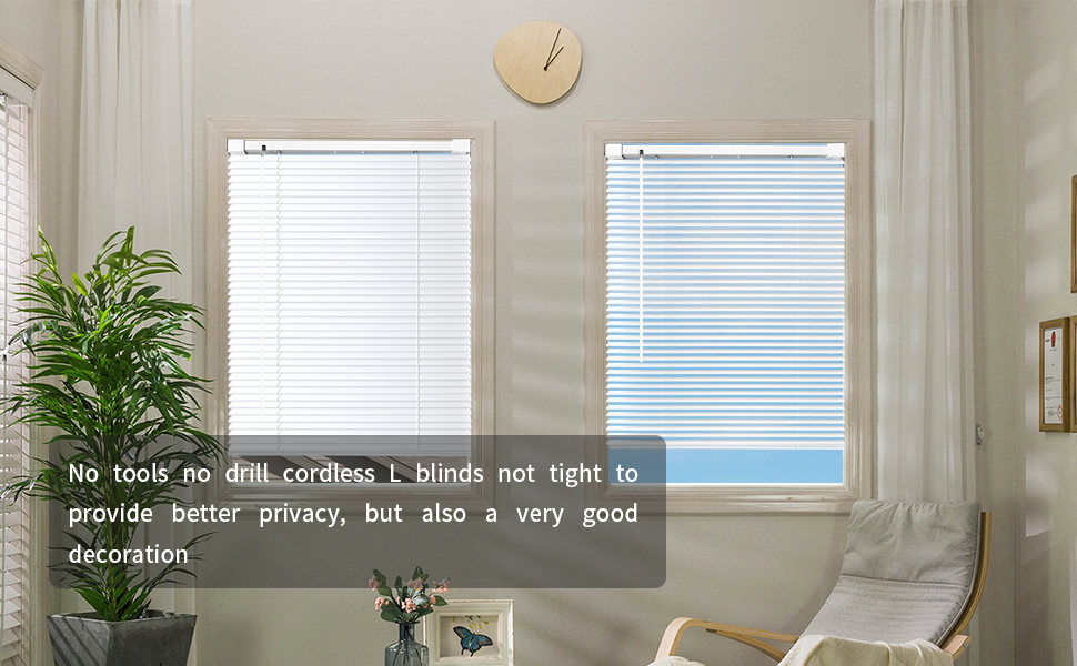 Amazon.com: AURILOFT No Tools No Drill Cordless Mini Blinds 24" Wx 64 ...