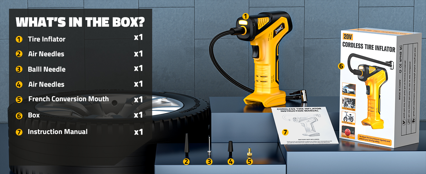 DIYtoolifz 150PSI Cordless Tire Inflator Compatible with Dewalt 20V, Portable Air Compressor ...