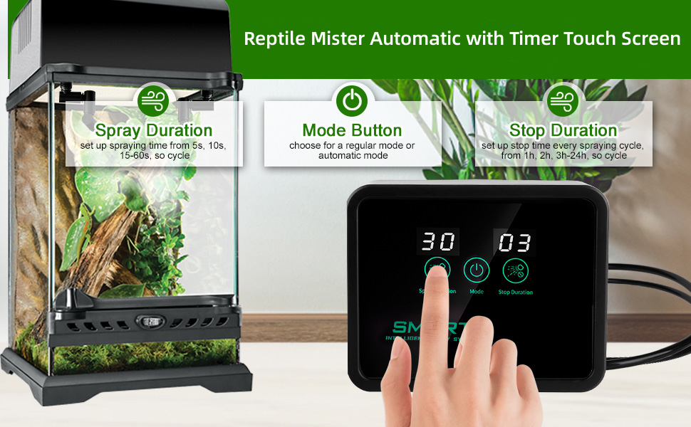 Reptile Humidifiers, Reptile Mister Automatic with Timer Touch Screen ...