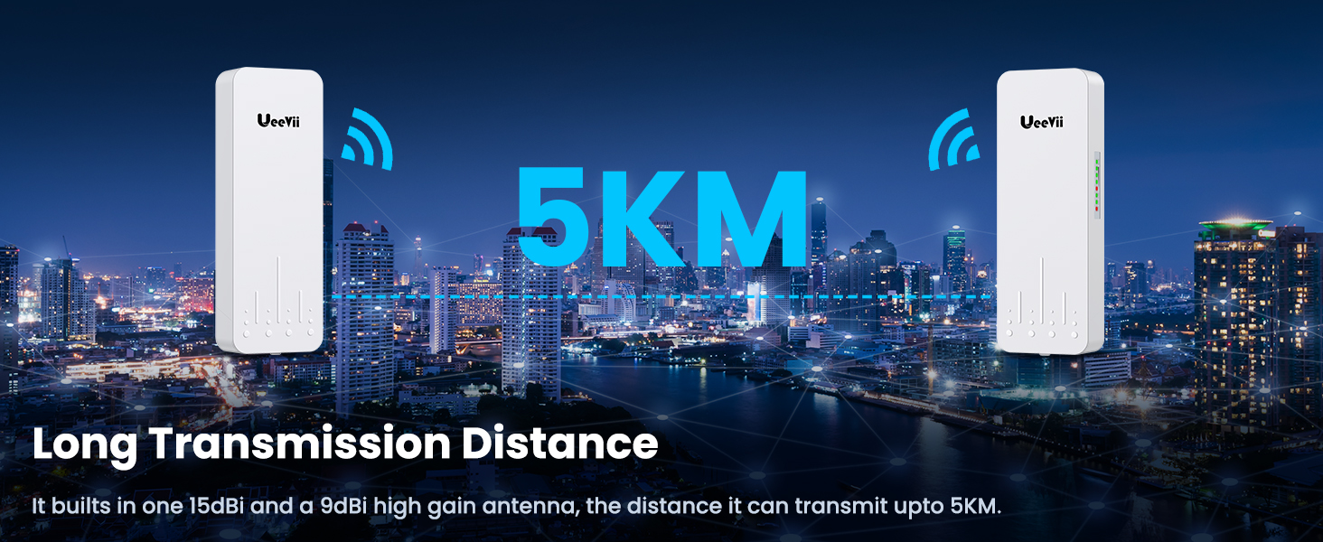 Amazon.com: Dual Band Wireless Bridge,UeeVii CPE852 2.4G 300Mbps | 5.8G 900Mbps | 16+9dBi High ...