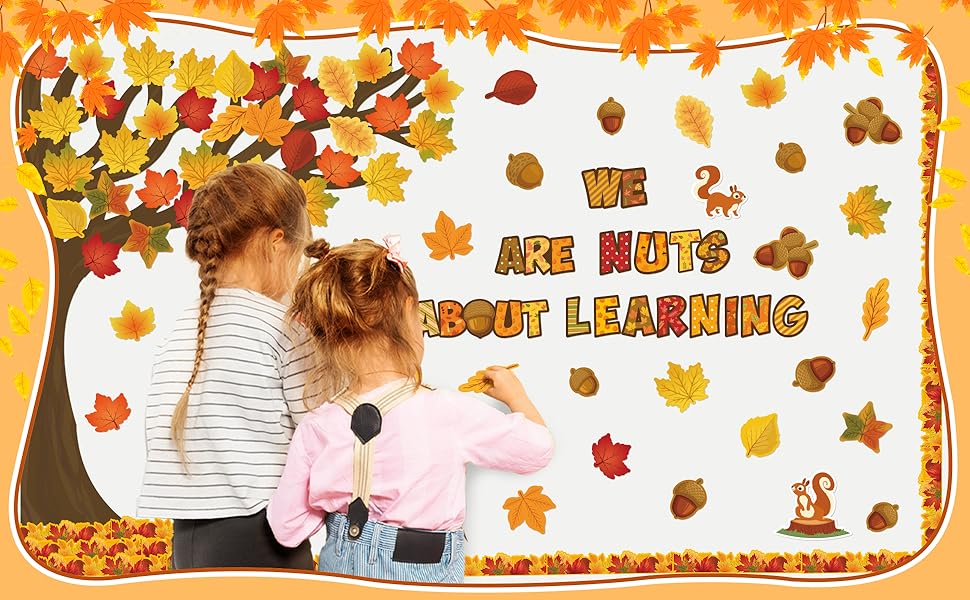 Amazon.com : B1ykin 178Pcs Fall Nuts Tree Learning Bulletin Board ...
