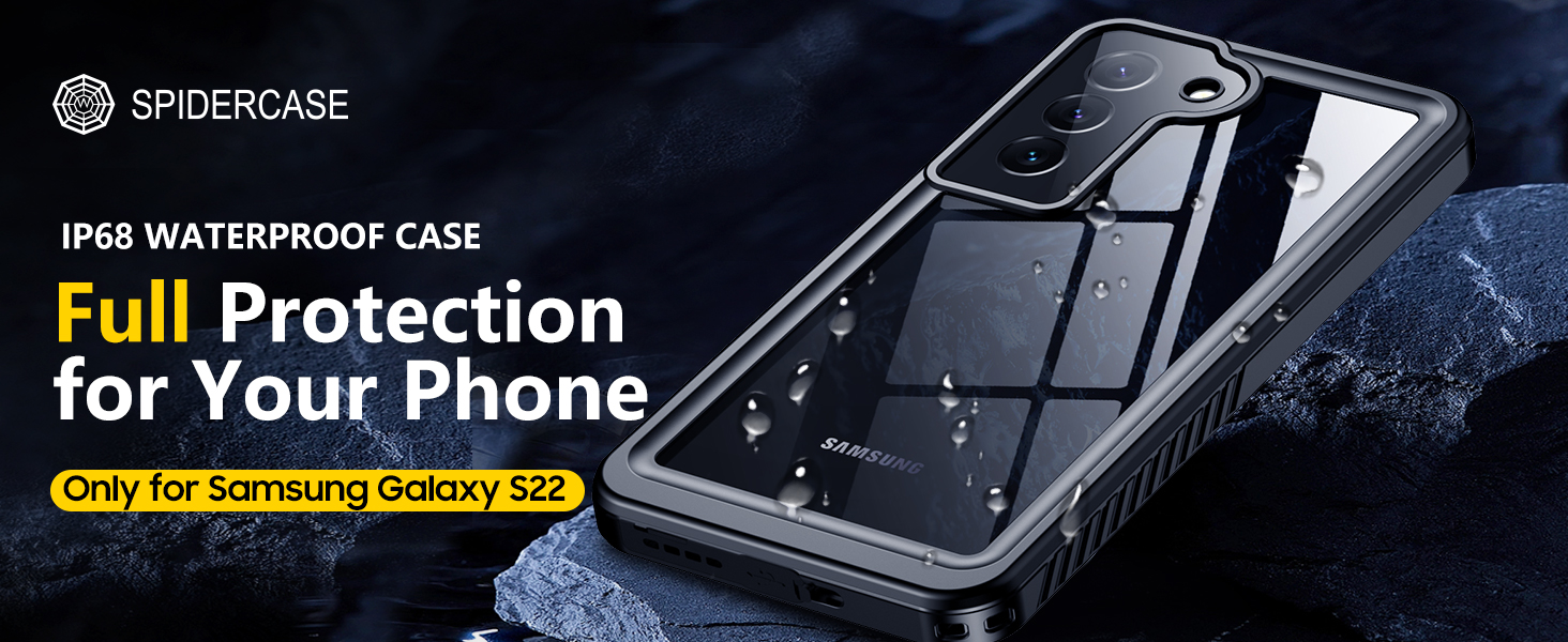 Amazon.com: SPIDERCASE Designed for Samsung Galaxy S22 Case Waterproof,Built-in Screen Protector ...