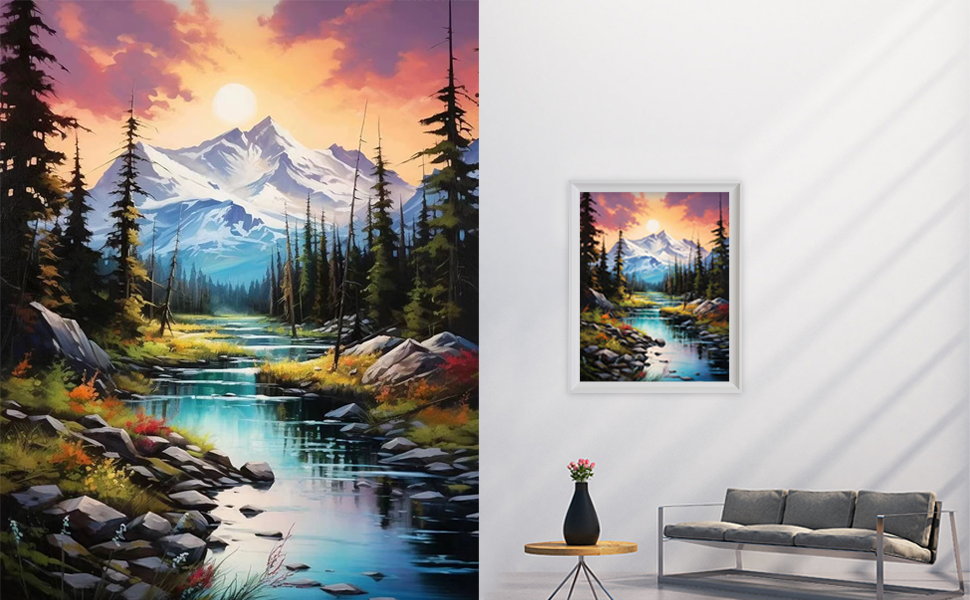 lxmydm Malen nach Zahlen Landschaft mit knitterfreien Leinwandpinseln und Acrylfarbe 30x40 ...