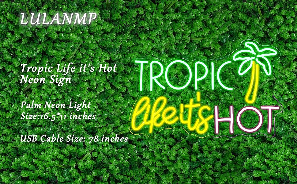 Amazon.com : LULANMP Tropic Neon Sign for Wall Decor Dimmable Tropic ...