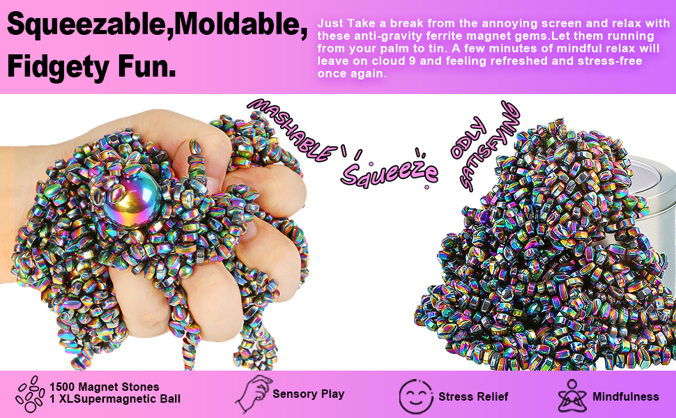 Amazon.com: Ferrite Magnetic Putty, 600+ Weak Beads, Satisfying Fidget Desk Toys for Office and ...