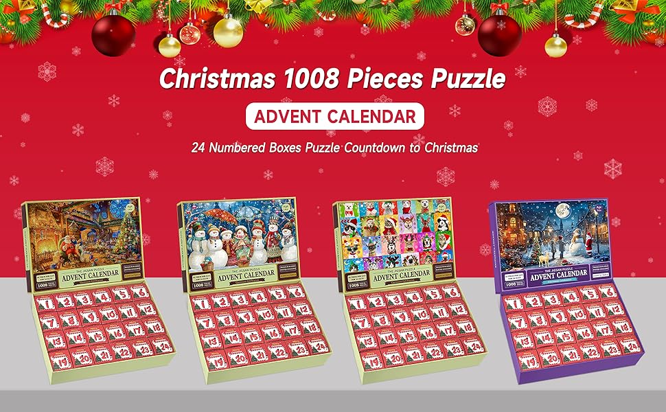 Amazon.com: Advent Calendar 2024 Christmas Jigsaw Puzzles Christmas Snowman Puzzle 24 Parts 1008 ...
