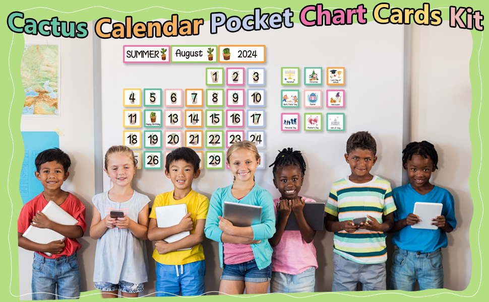 Amazon.com: 89pcs Classroom Monthly Calendar Pocket Chart Cards for ...