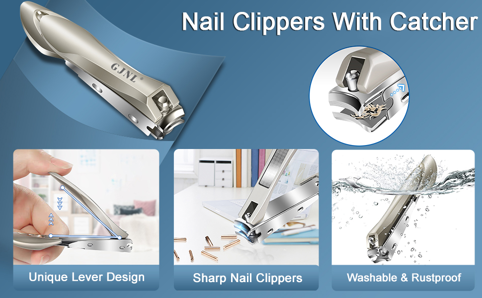 Amazon.com : Nail Clippers with Catcher - Stainless Steel Fingernail Toenail Clipper, Easy Grip ...