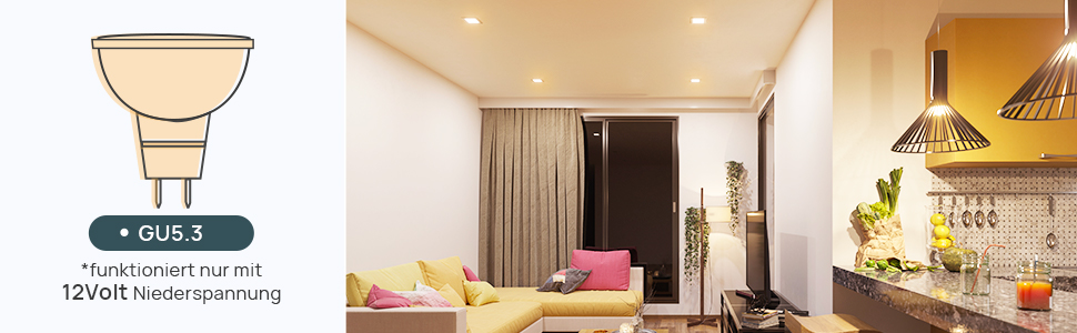 Linkind Dimmbar GU5.3 LED Lampe 5.5W, entspricht 50 Watt, 2700K Warmweiß 12 Volt AC/DC MR16 LED ...