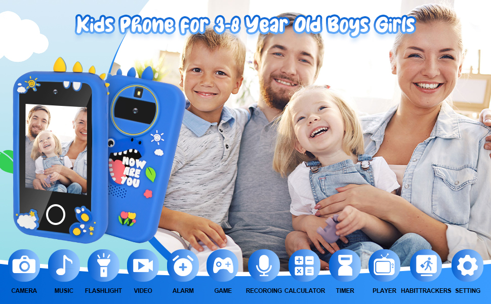 Kids Phone for Girls Boys 2.8IN Touchscreen with Dual Camera Kids Smart ...