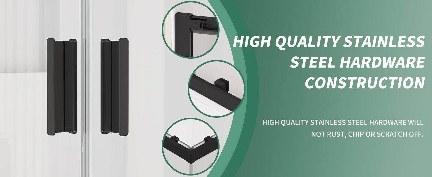 Sunrosa Corner Sliding Shower Enclosure 34" x 34" x 76", Tempered Glass 1/4 in. Double Sliding ...