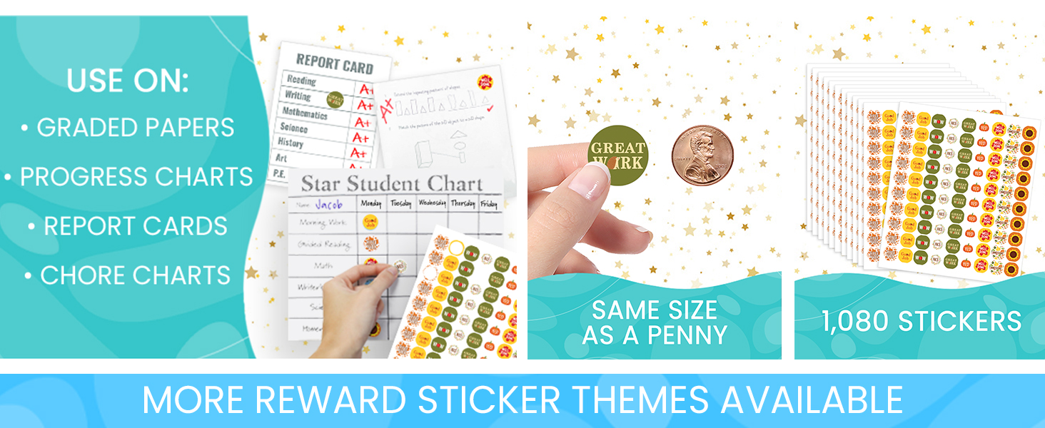 Amazon.com: Teacher Reward Grading Stickers for Kids, Fall Themed ...