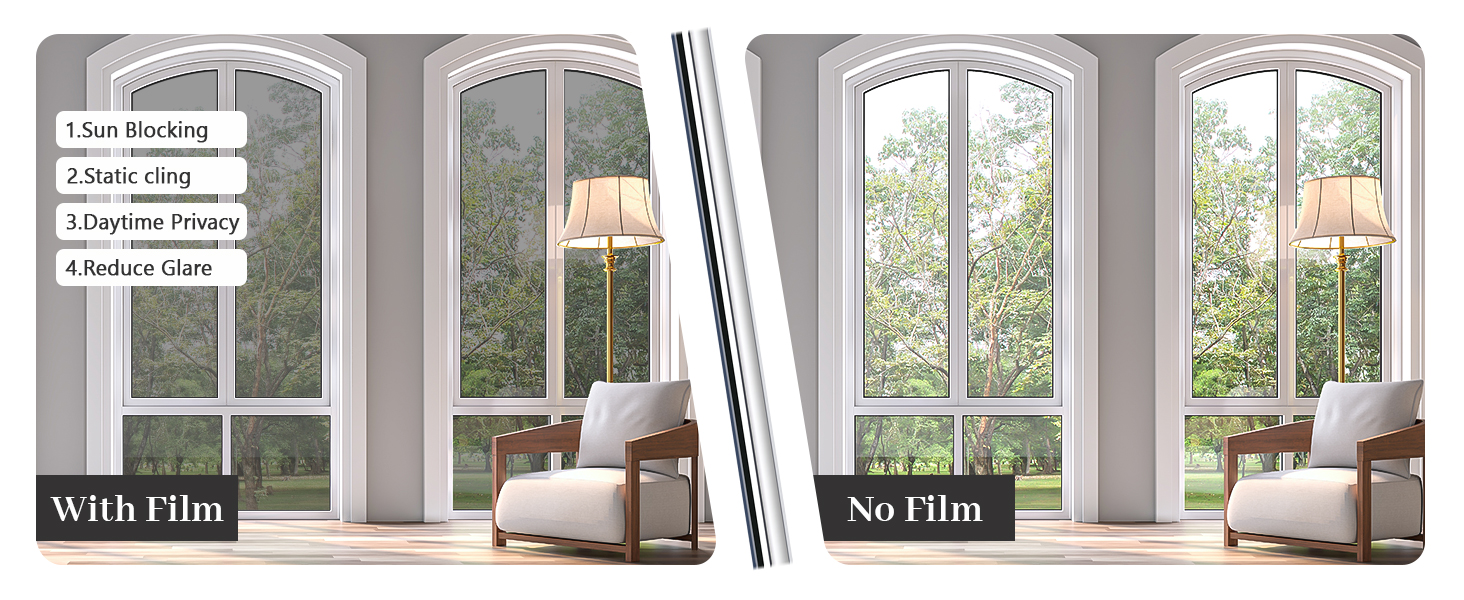 Amazon.com: Niviy One Way Privacy Window Film, 17.5 x 118 Inch Window Tint for Home, Reflective ...