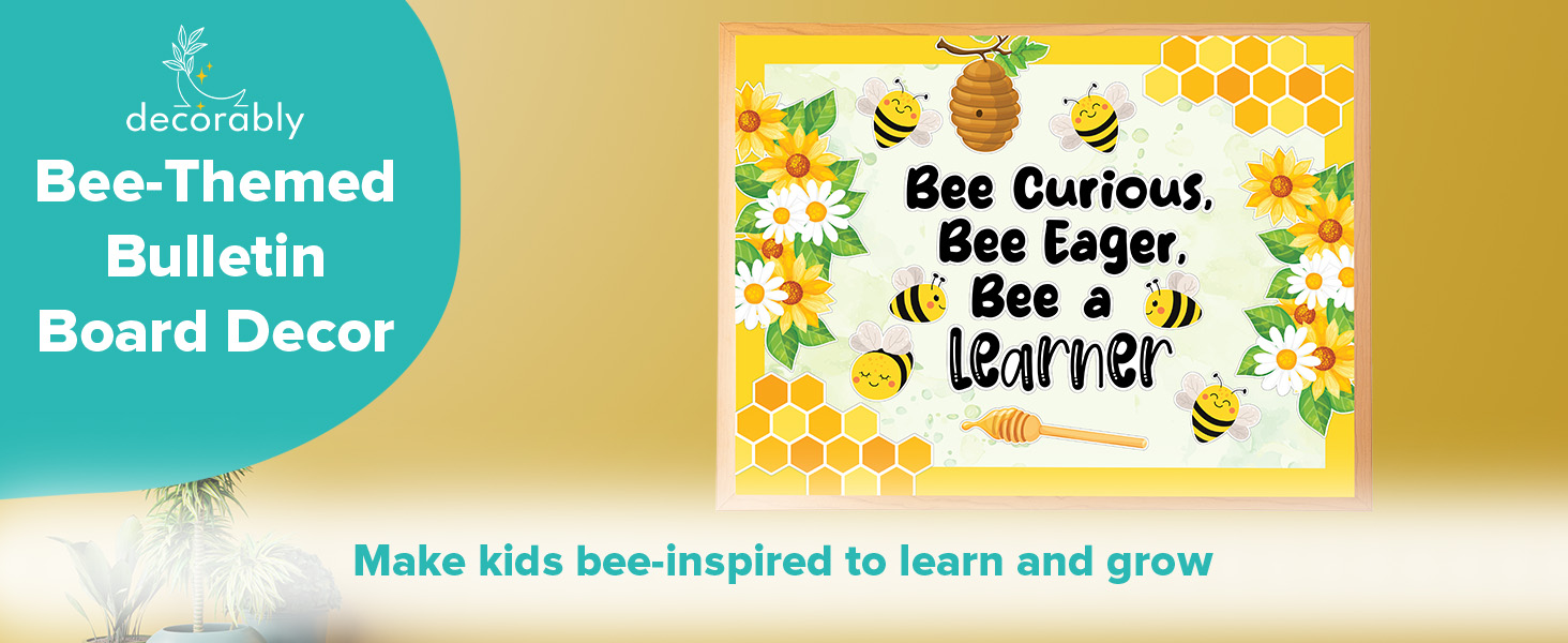 Amazon.com : 60 Pcs Bee Bulletin Board Decorations Set with Background ...