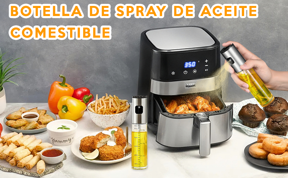 SYNMORE 2 Piezas Dispensador de Aceite de Cocina, Pulverizador de Aceite de Acero Inoxidable de ...