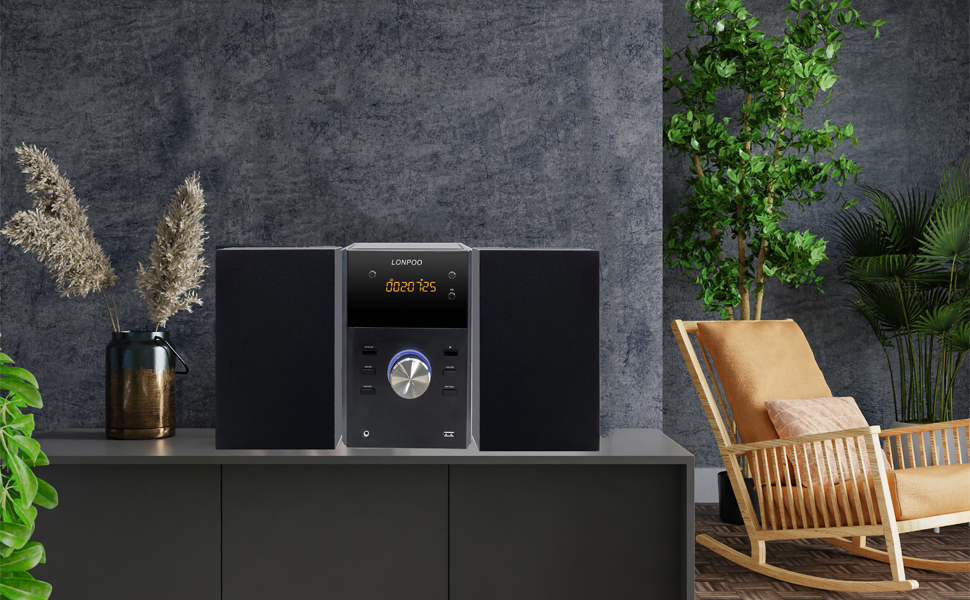 Amazon.com: LONPOO Stereo Shelf System Hi-Fi Sound Speaker CD Player ...