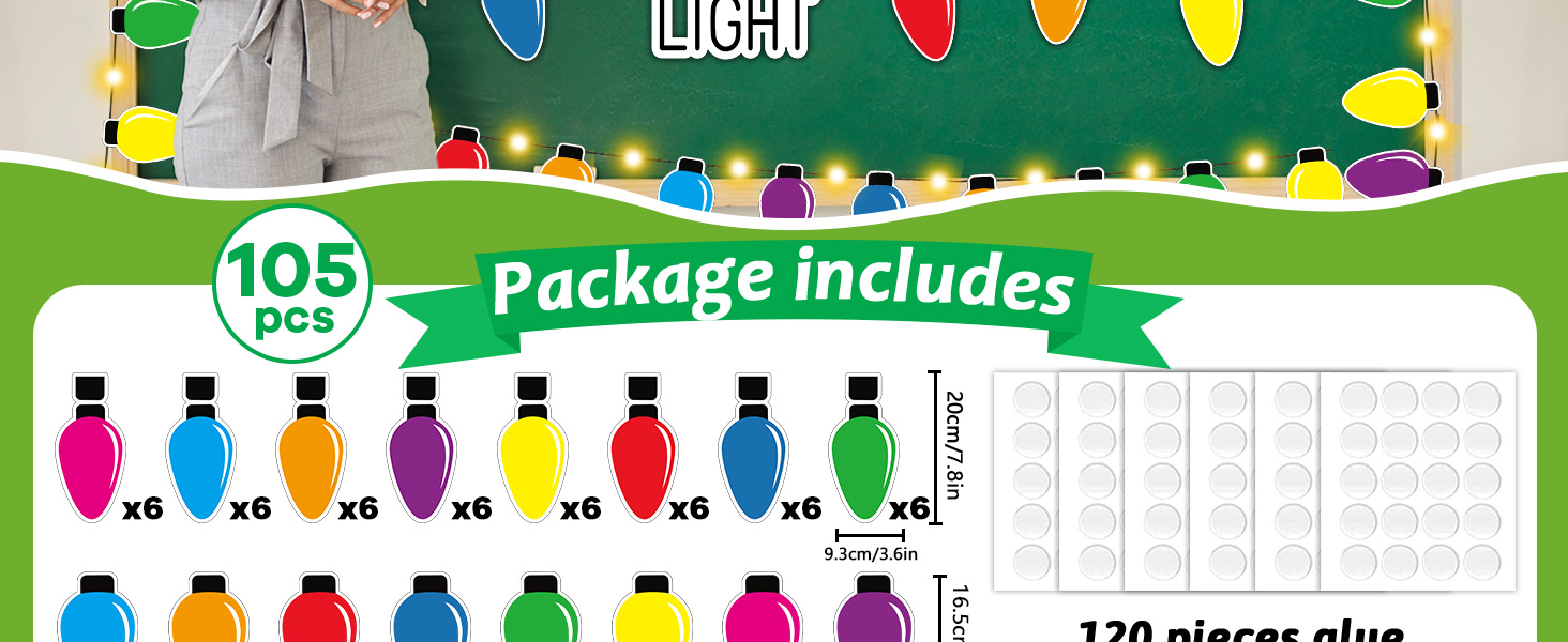 Amazon.com: ZOIIWA 105 Pieces Christmas Light Bulbs Bulletin Board Set ...