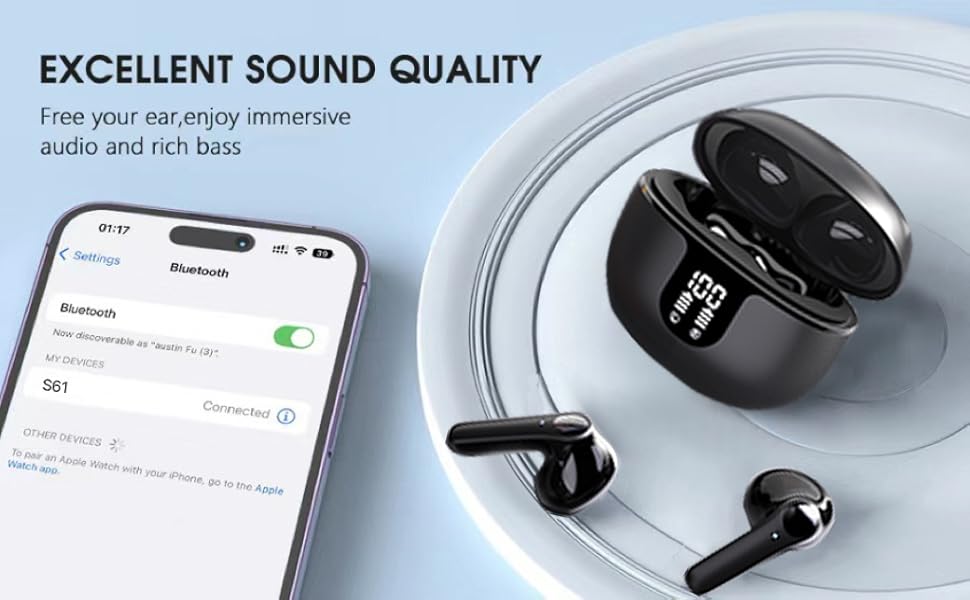 OOOUSE Drahtlose Bluetooth Kopfhörer, Bluetooth 5.3 High Fidelity ...