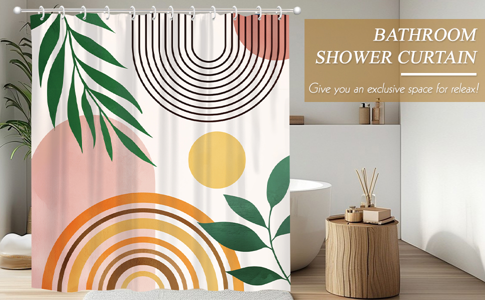 Amazon.com: GLASSWINDS Boho Shower Curtain Waterproof, 72x72 Inches Mid Century Bohemian Shower ...