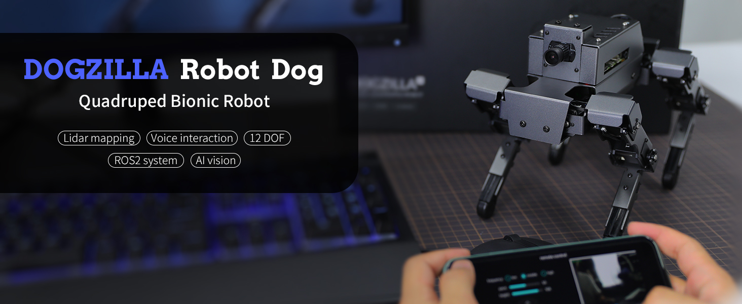 Amazon.com: Yahboom Raspberry Pi 5 4GB AI Smart Robot Dog Python Programmable 12 Joints Bionic ...