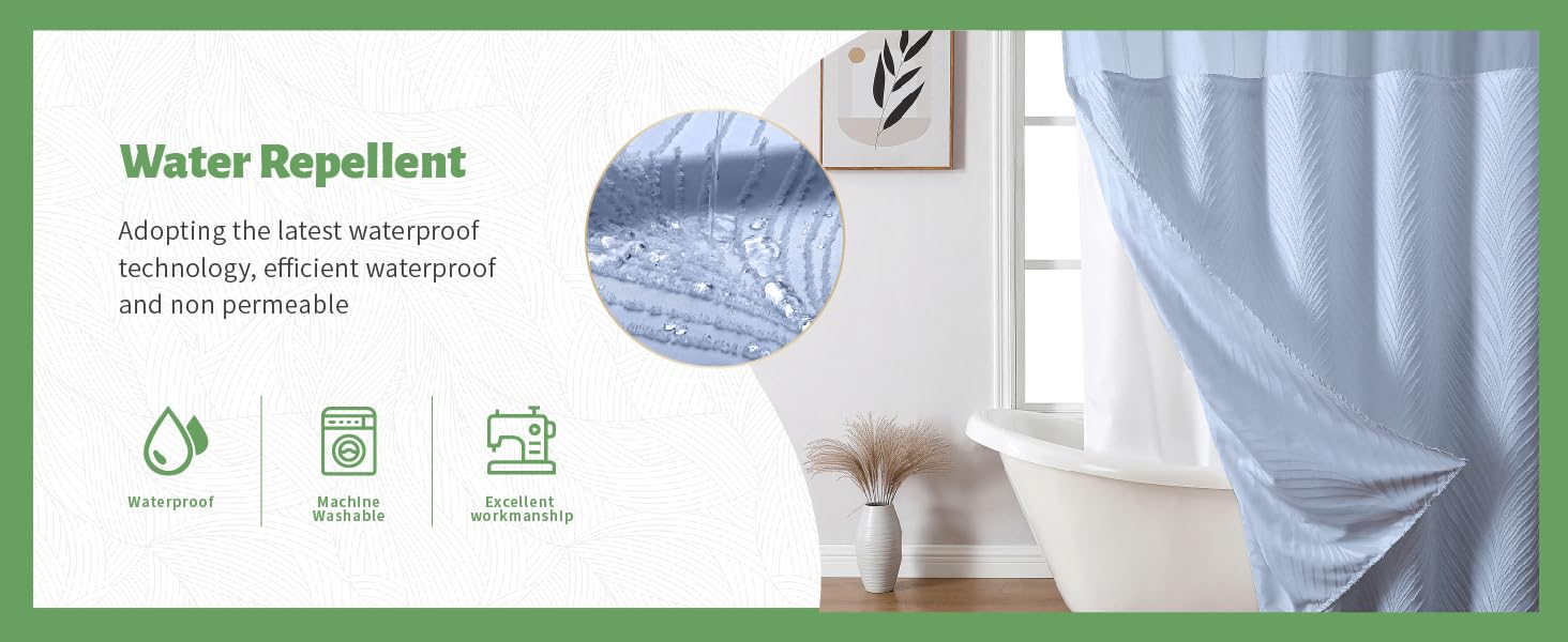 Amazon.com: eachope stall no Hook Tufted Shower Curtain with snap in Liner Set, White Waterproof ...