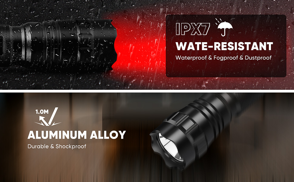 WINDFIRE Red Light Flashlight Rechargeable Hunting LED Tactical ...