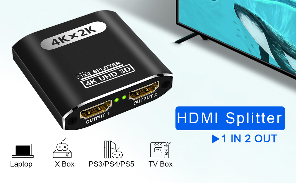 Amazon.com: CLOSS HDMI Splitter 1 in 2 Out, 4K HDMI Splitter for Dual Monitors Supports 3D Full ...