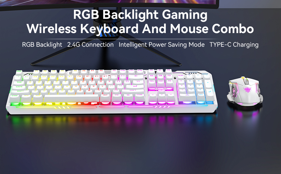 Amazon.com: Wireless Gaming Keyboard and Mouse Combo, RGB Backlit ...