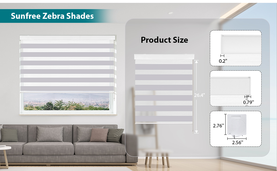 Amazon.com: SUNFREE Zebra Blinds Dual Roller Shades for Windows, Zebra Shade Light Control ...