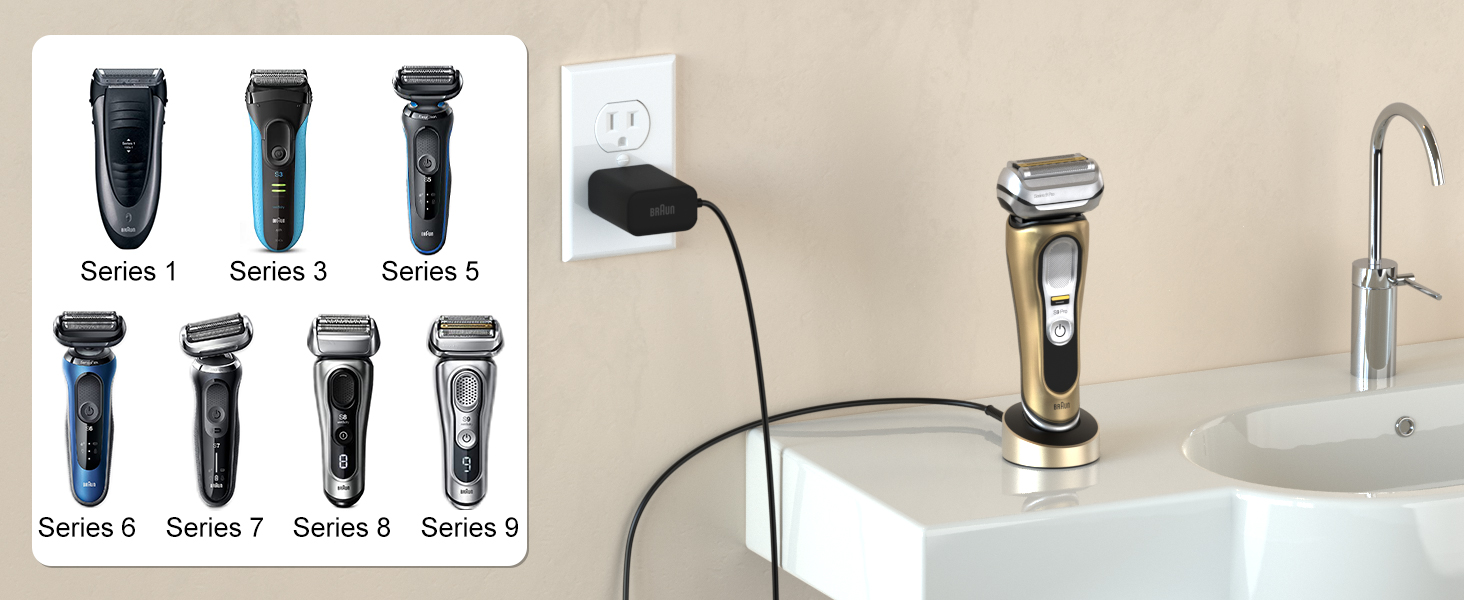 Genuine Charger for Braun Shaver，Original Braun Shaver Charger Fit for Braun Shaver Series 1/2/3 ...