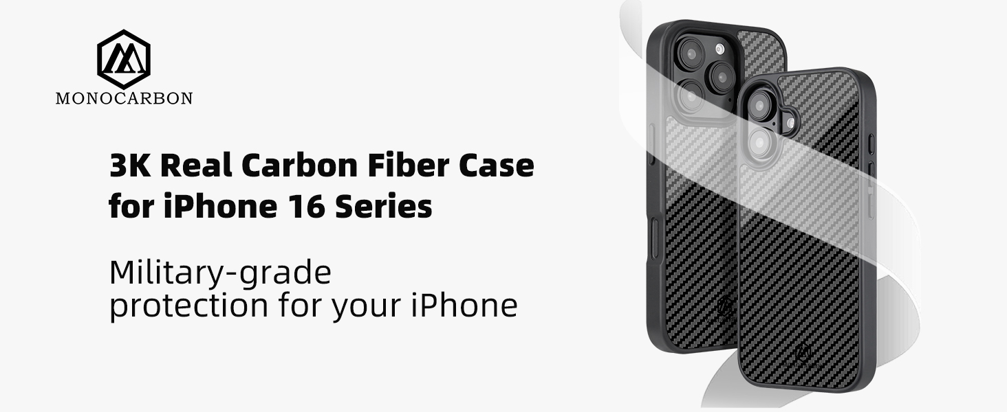 Amazon.com: MONOCARBON Real 3K Carbon Fiber Case for iPhone 16 Pro Max, Military Grade 6.9 in ...
