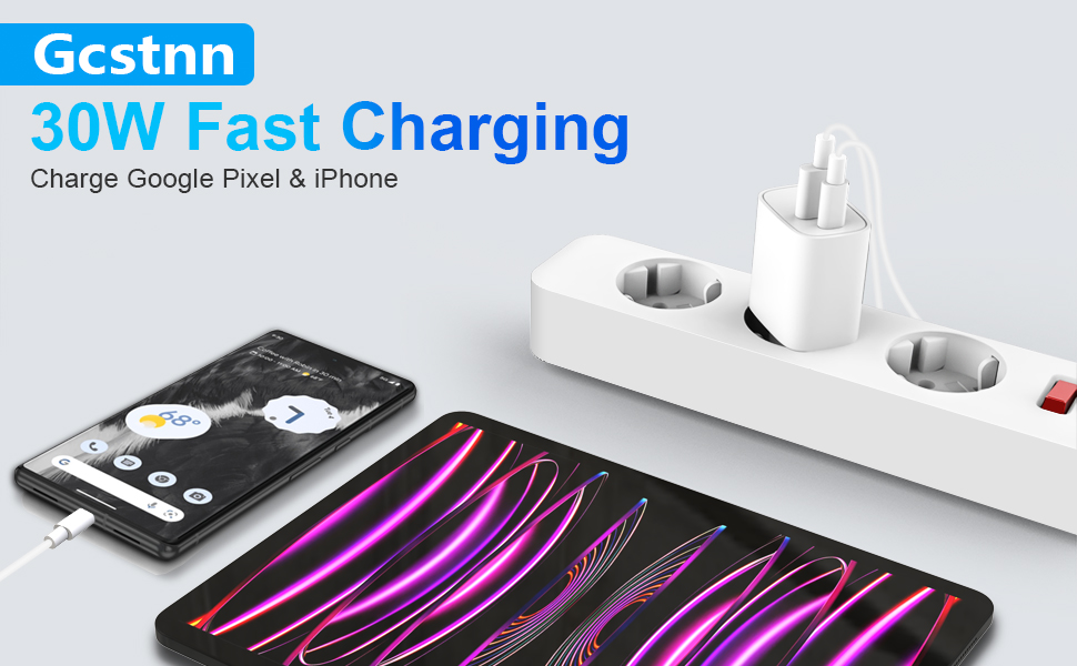 30W USB C Ladegerät, Gcstnn 2 Port Schnellladegerät Kompatibel mit Google Pixel 9Pro/9/9Pro XL/8 ...