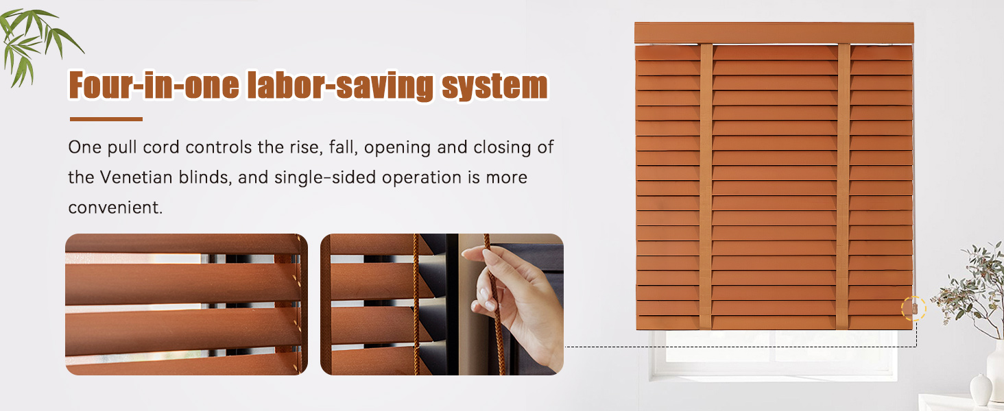 Amazon.com: HIAPES Cordless Faux Wood Blinds, 2" Slats Light Filtering Mini Blinds, Horizontal ...