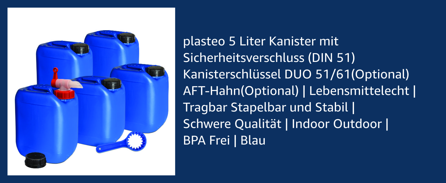 plasteo® 10x 5 Liter Kanister Neu mit Sicherheitsverschluss (DIN 51) | Lebensmittelecht ...