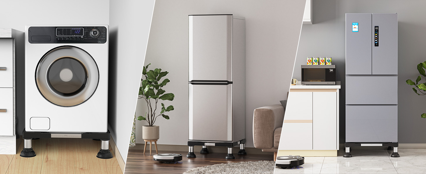 Amazon.co.jp: 洗濯機 台 冷蔵庫置き台 13-17CM高度調節 DEWEL 増大増高ジャッキ付き 大吸盤 耐荷重約500kg かさ上げ台 高さ調節 伸縮式 幅/奥行44.8 ...