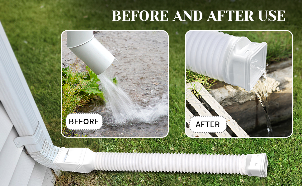 Rain Gutter Downspout Extensions,2 Pack Flexible Drain Downspout ...
