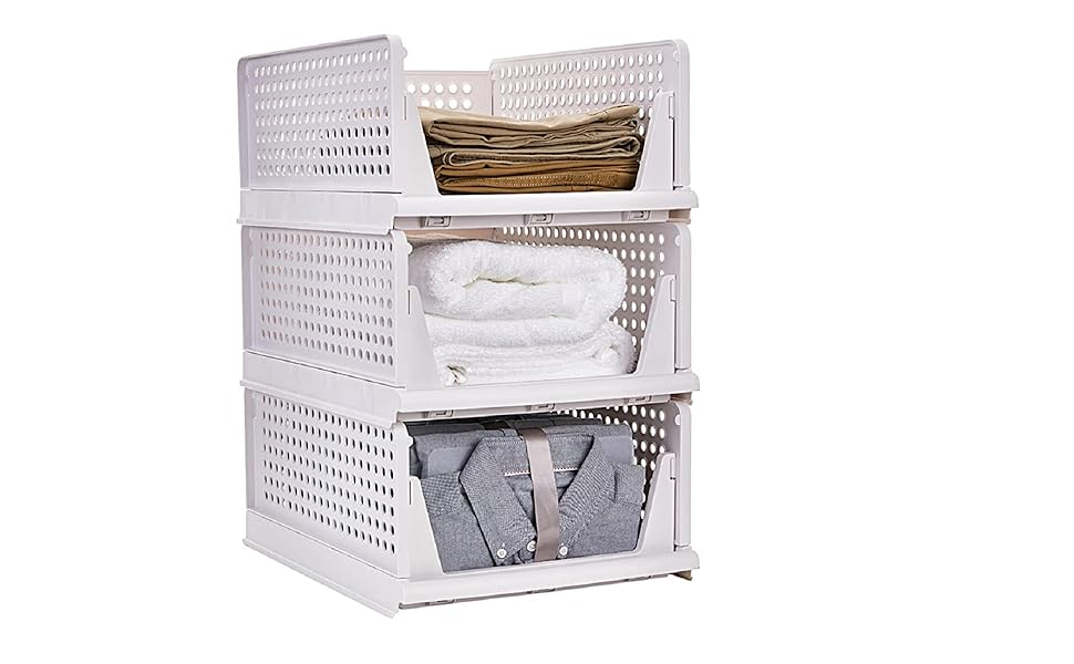 BTGGG 4 Pack Wardrobe Storage Organiser Stackable Drawer Organizer ...