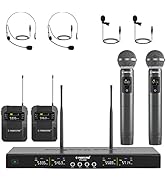 Amazon.com: Phenyx Pro Wireless Microphone System, Quad Channel Wireless Mic, w/ 4x40 UHF ...