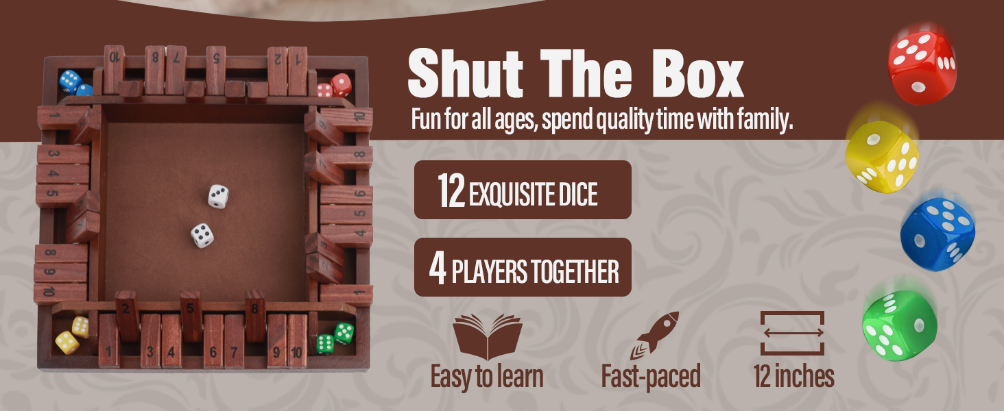 Amazon.com: MerryPony Shut The Box Game 4 Player, Wooden Board Game ...