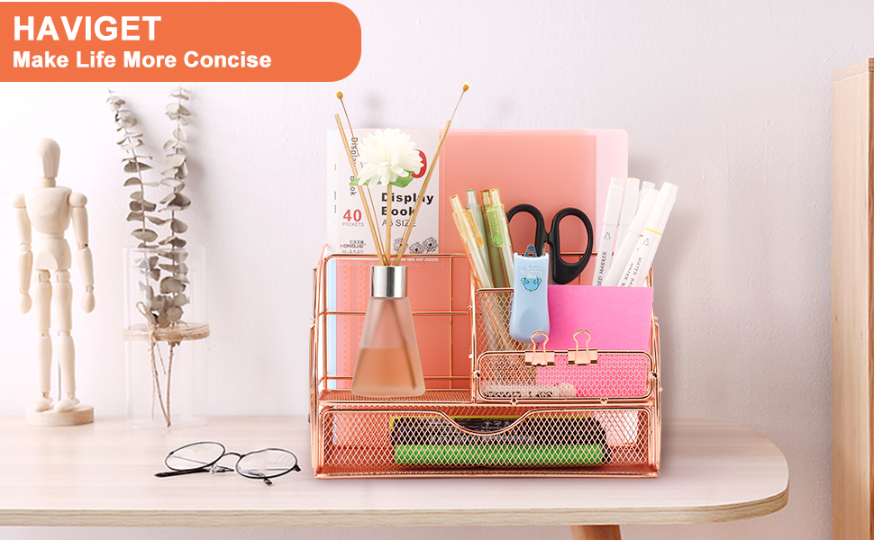 Amazon.com: HAVIGET Office Supplies Desk Organizer with Sliding Mesh ...