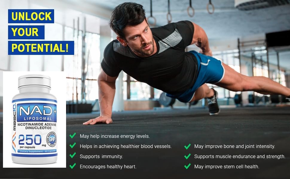Amazon.com: MAAC10 Actual NAD+ 500mg Supplement – Experience Real Liposomal NAD+ (Nicotinamide ...