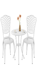 Amazon.com: PATIO-IN 3 Piece Outdoor Bistro Set, Cast Aluminum Outdoor Bistro Table and Chairs ...