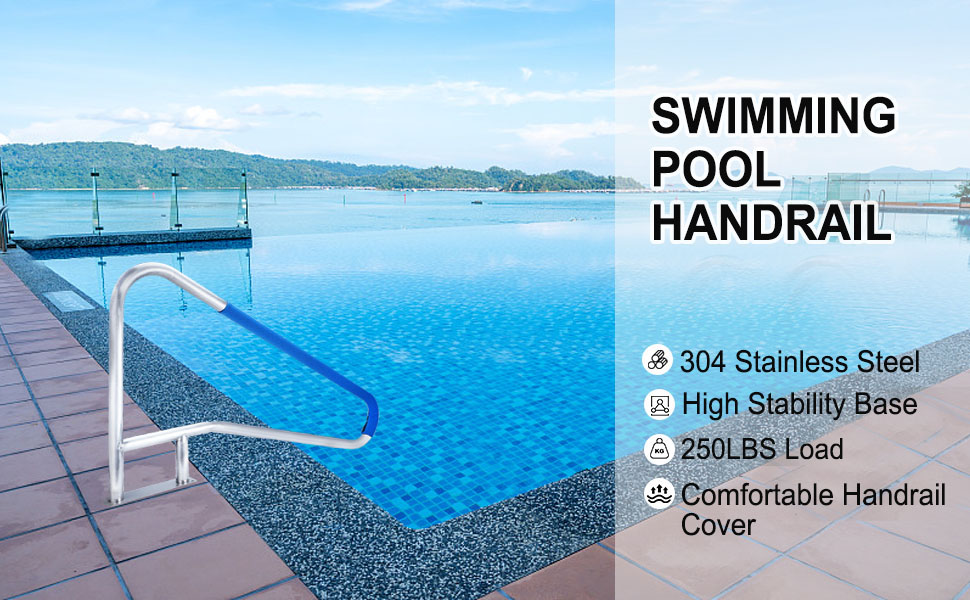 Amazon.com: Karpevta Pool Rail 55x32 Pool Hand Railing 304 Stainless Steel 250LBS Load Swimming ...