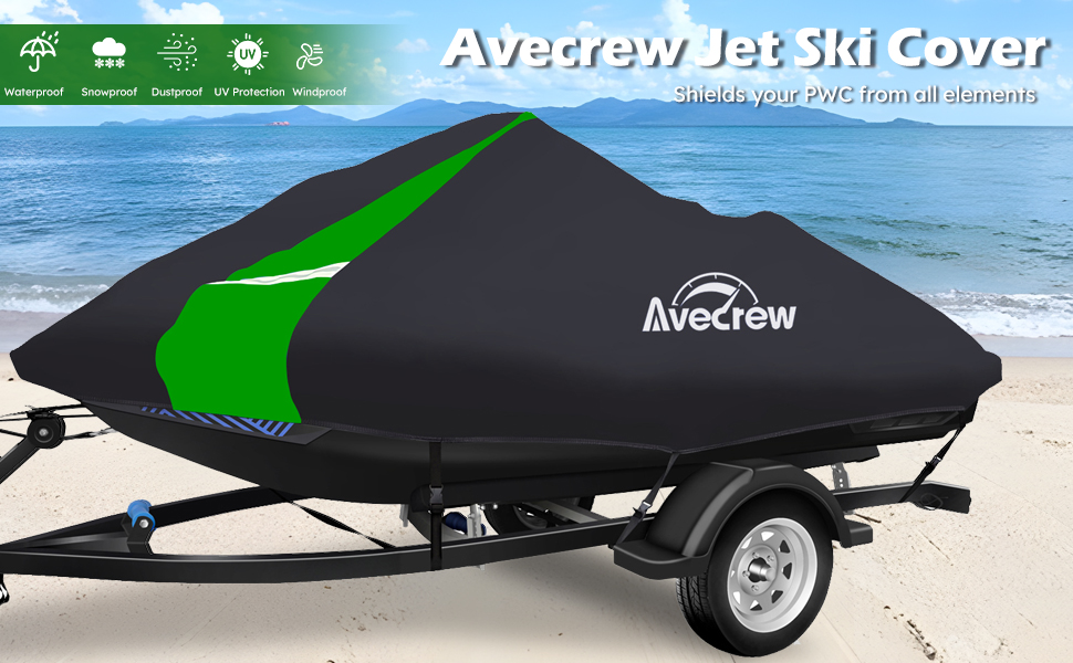 Amazon.com: Avecrew Jet Ski Cover Waterproof - Heavy Duty Trailerable Seadoo Cover Fits Yamaha ...