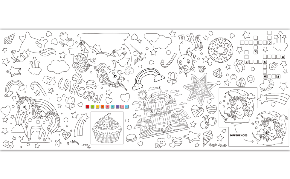 Amazon.com: TEIASA Giant Coloring Tablecloth - 31x72 Inches Unicorn ...