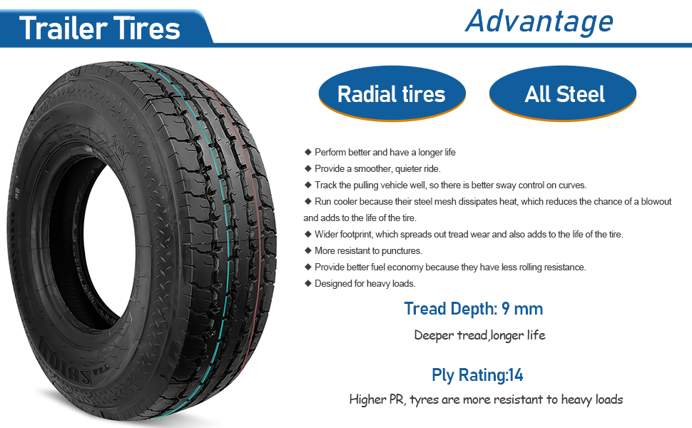 Amazon.com: Set of 4 Radial Trailer Tiers ST235/80R16 14 ply, All Steel Trailer Tires Heavy Duty ...