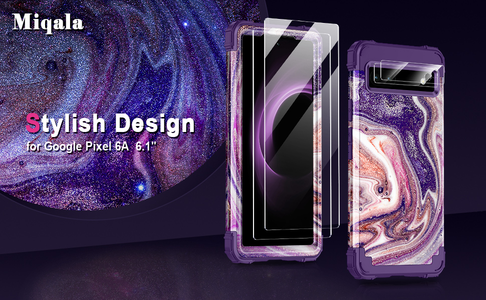 Amazon.com: Miqala for Google Pixel 6A Case with 2 Tempered Glass Screen Protector+ 2 Camera ...