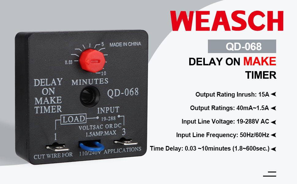 Amazon.com: Weasch 2Pcs Delay On Make Timer, QD-068, 0.03 to 10 Min, Adjustable Delay, 19-288 ...