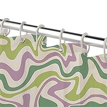 Amazon.com: Boho Sage Green Shower Curtain, Cute Aesthetic 70S Abstract Wavy Swirl Bathroom ...