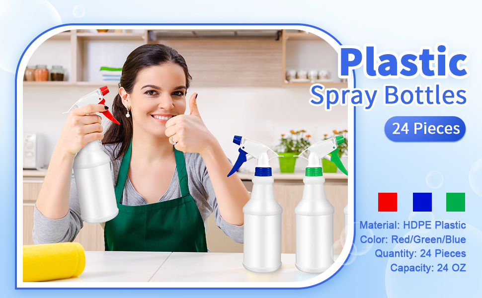 Amazon.com: Gerrii 24 Pcs 24oz Plastic Spray Bottle Bulk, Empty Refillable Squirt Bottles for ...